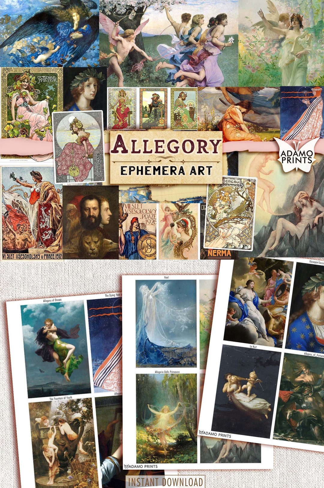Allegory, Vintage Art, Calendar, Ephemera Classic, Digital Image ...