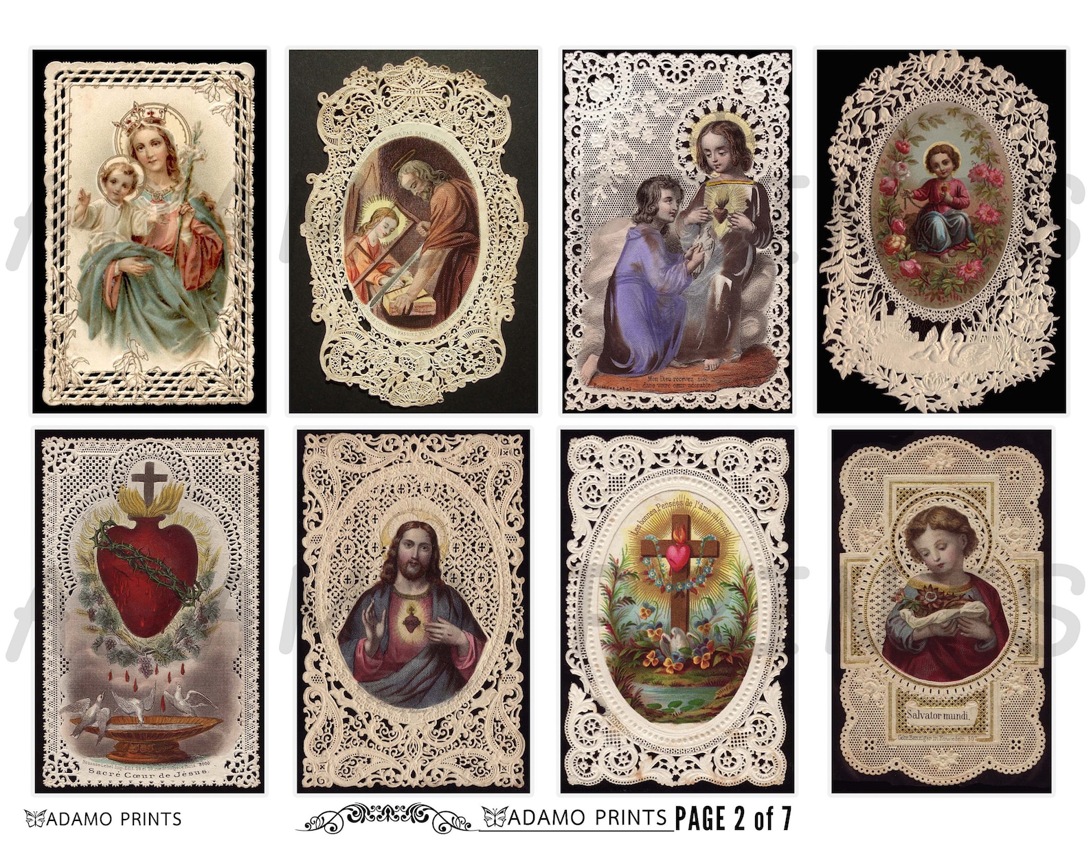 Lace Holy Card Prayer Card Digital Ephemera Classics - Etsy