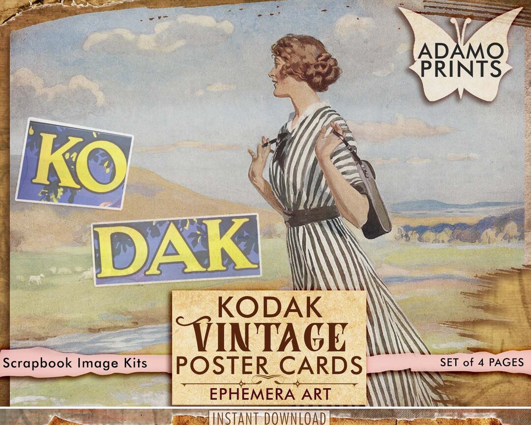 Kodak Vintage Poster Cards, Vintage Images, Ephemera, Digital Collage ...