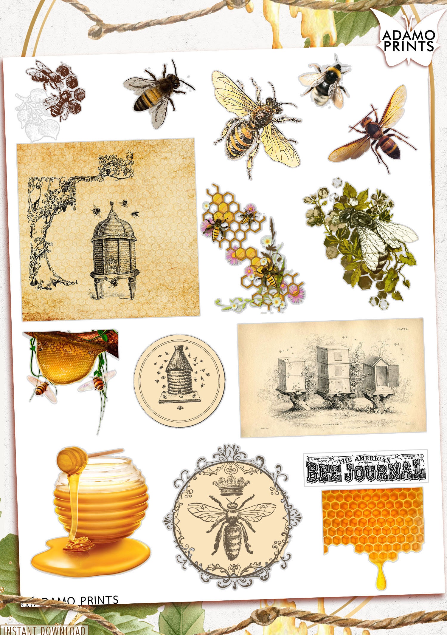 Honey Bee Journal Kit Busy Bee Beekeeper Journal Page | Etsy