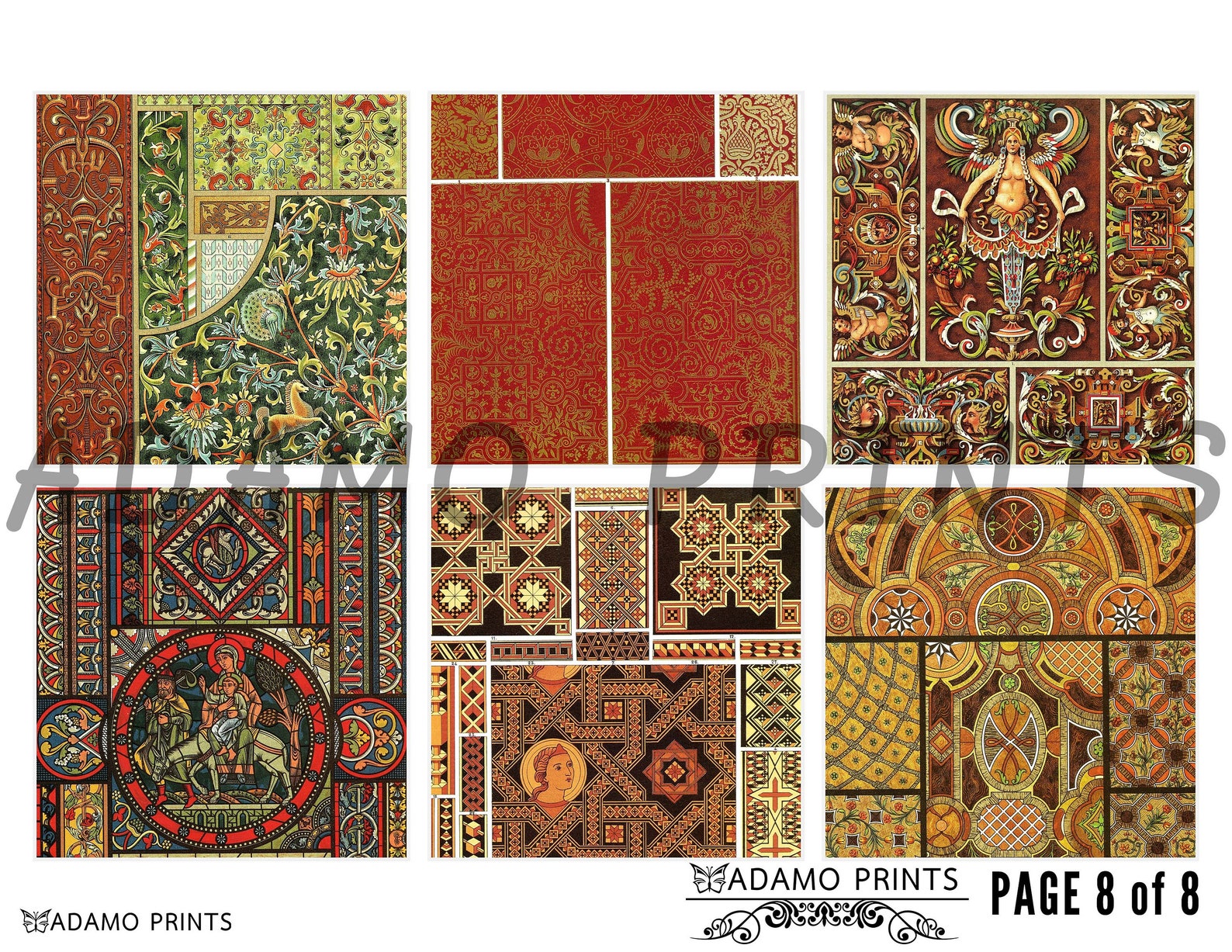 The Treasure Ornament Pattern Set2, Antique Wallpaper Digital, Paper ...
