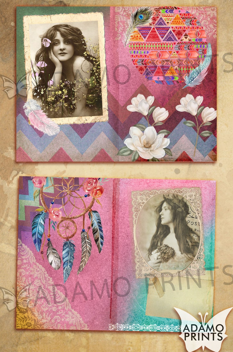 Gypsy Boho Junk Journal Kit, Printable Collage Pages (digital Download ...