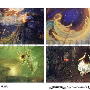 Moonlight in Art, Vintage Moon, Moon Ephemera, Art Deco, ATC Cards ...