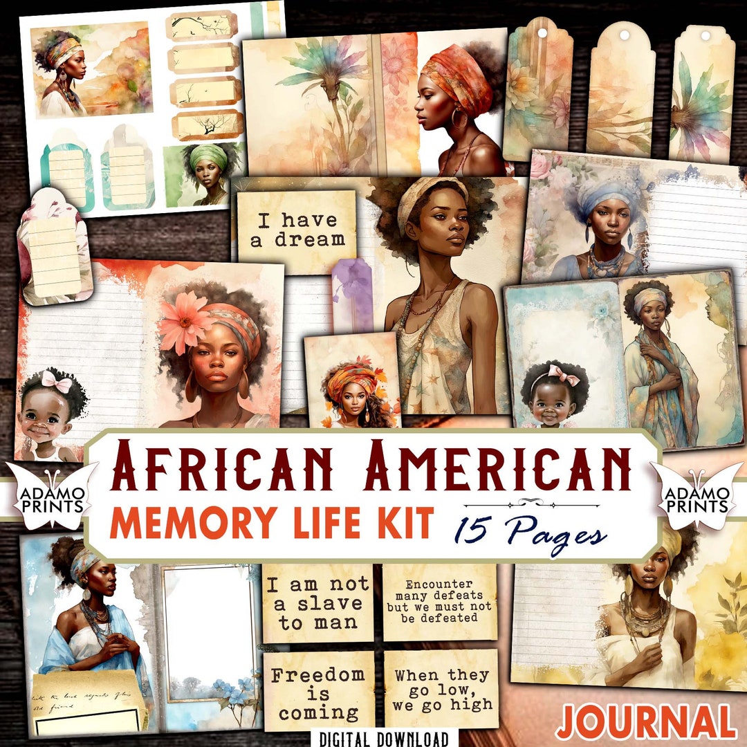 African American Memory Life Journal Kit, Women Journal Page, Collage ...