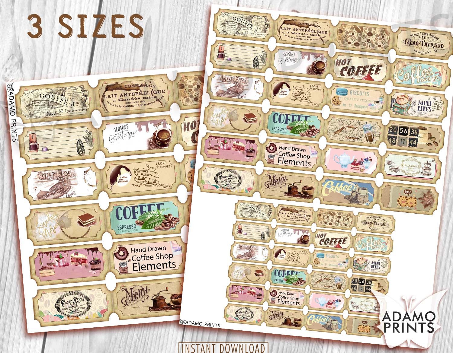 Choco & Coffee Ticket Collage Ticket Digital Embellishments - Etsy