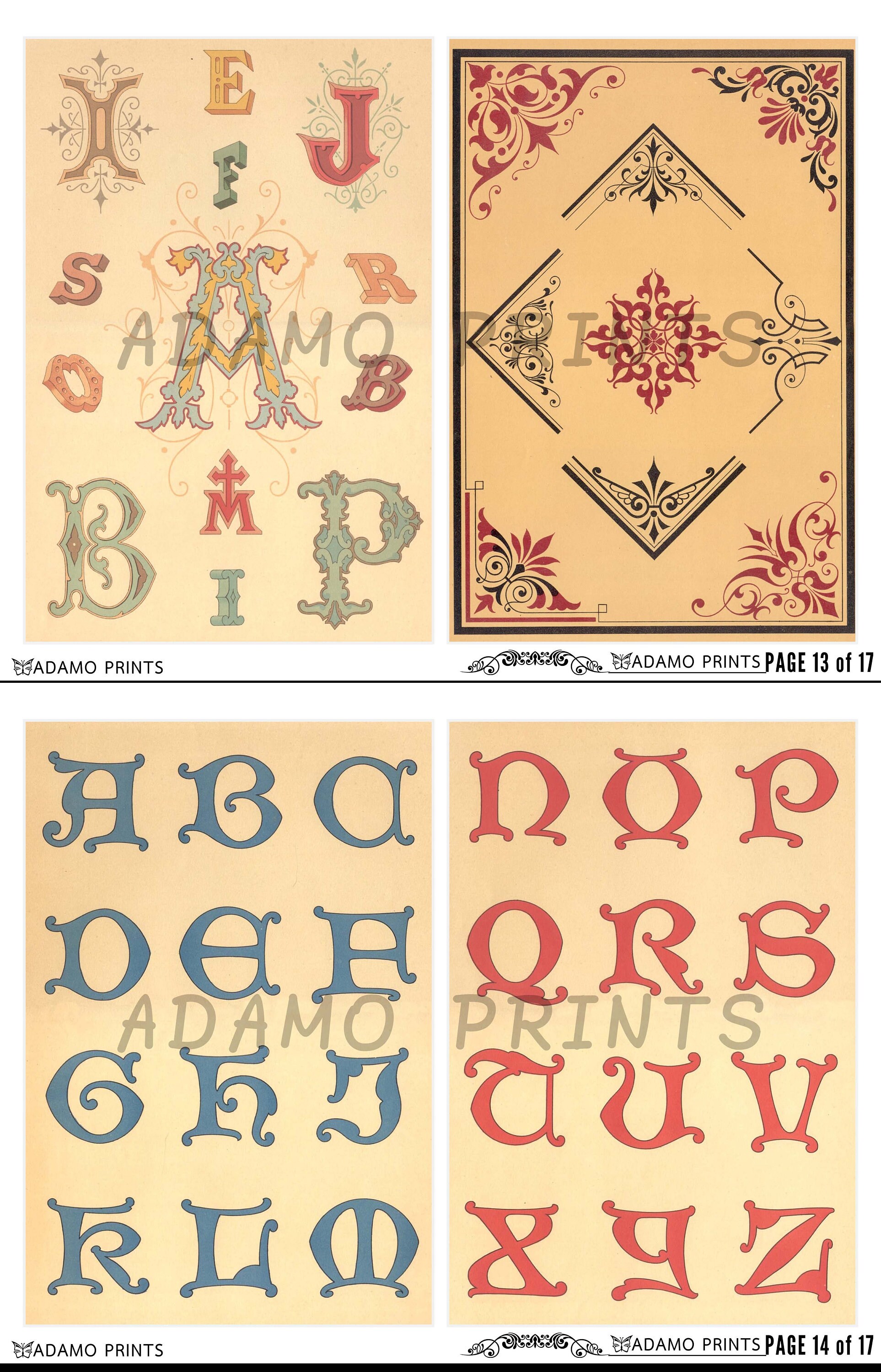 French Wallpaper Art Digital Paper Flower Alphabet Antique - Etsy