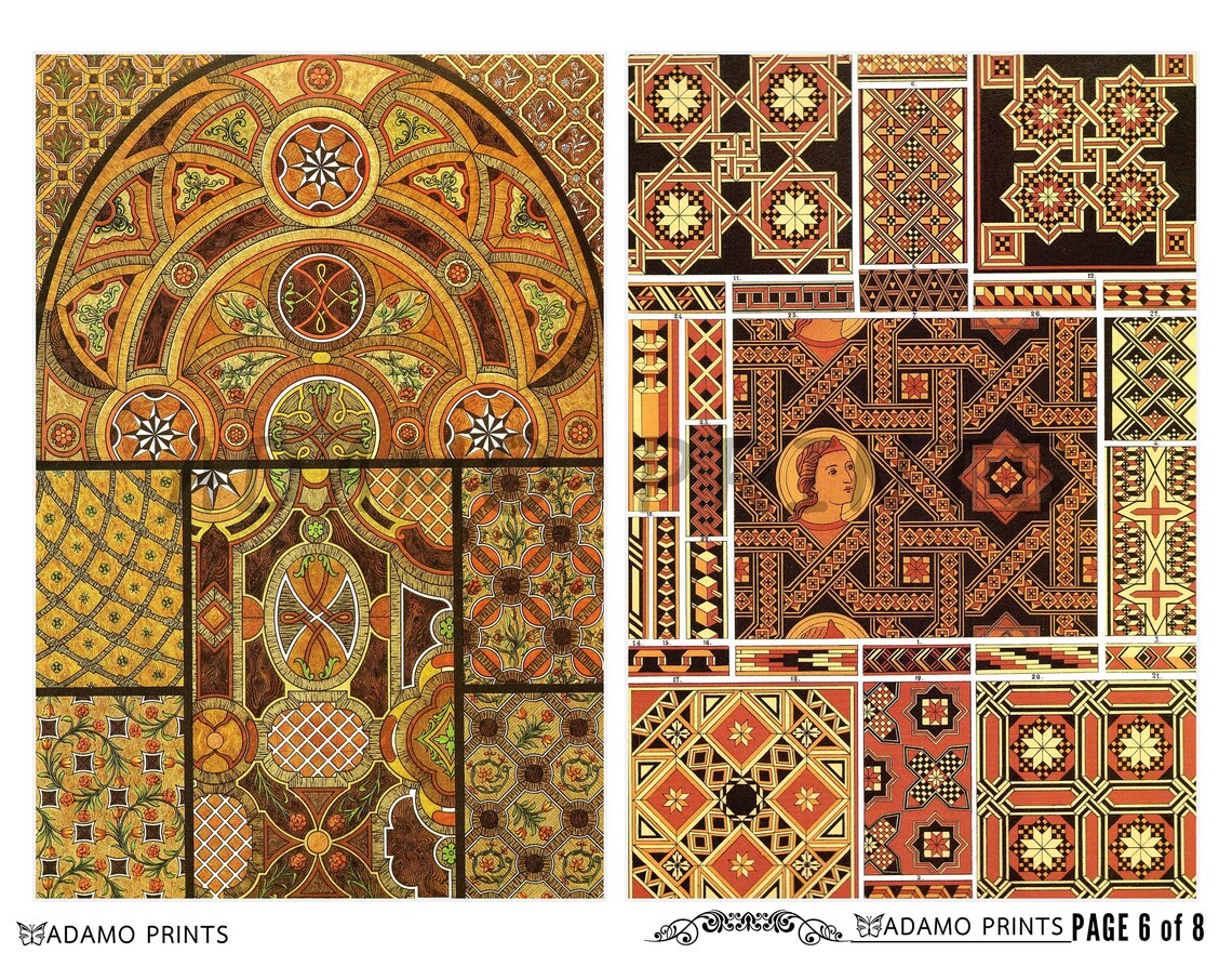 The Treasure Ornament Pattern Set2, Antique Wallpaper Digital, Paper ...