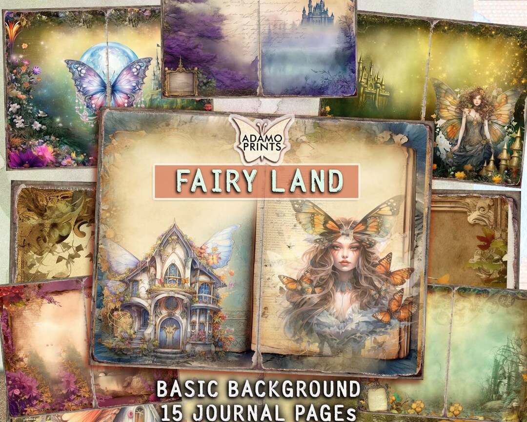 Basic Fairy Land Junk Journal Kit, Digital Paper Background for Journal ...