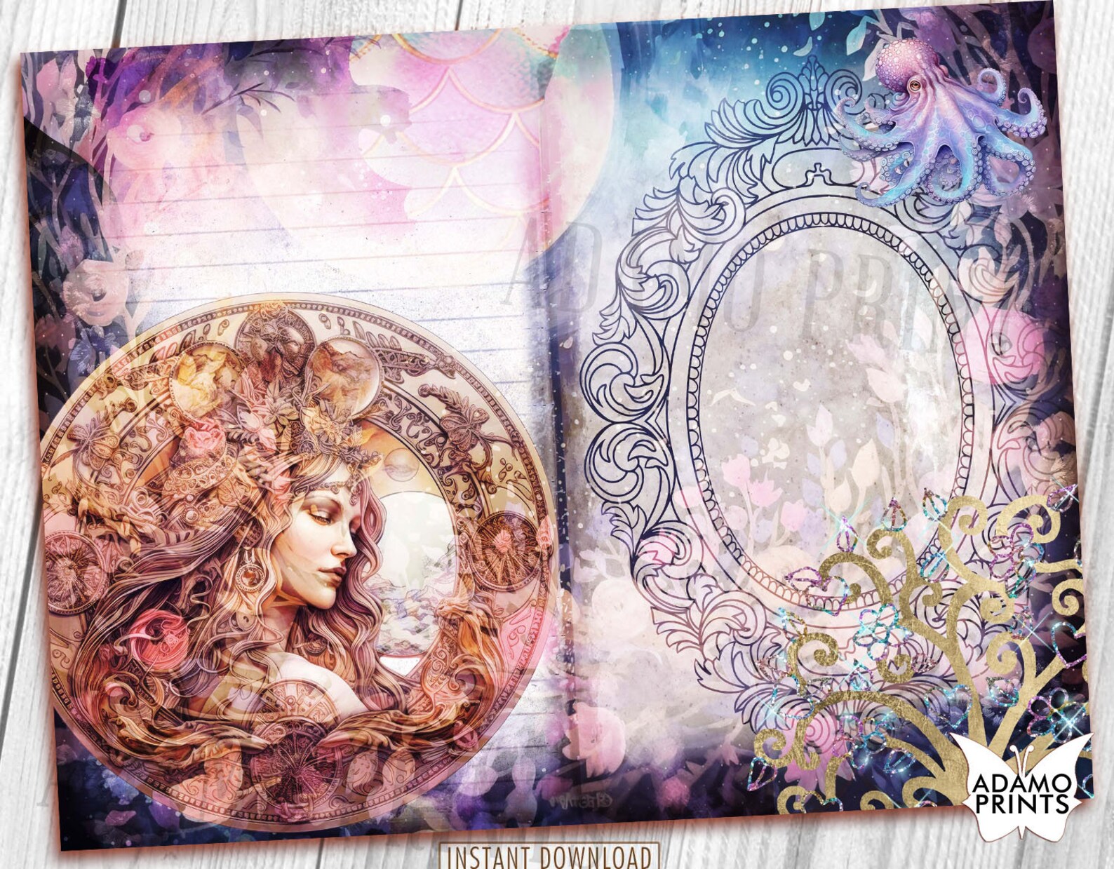 Ancient Goddess Junk Journal Pages, Collage Sheets, Ephemera Moon ...