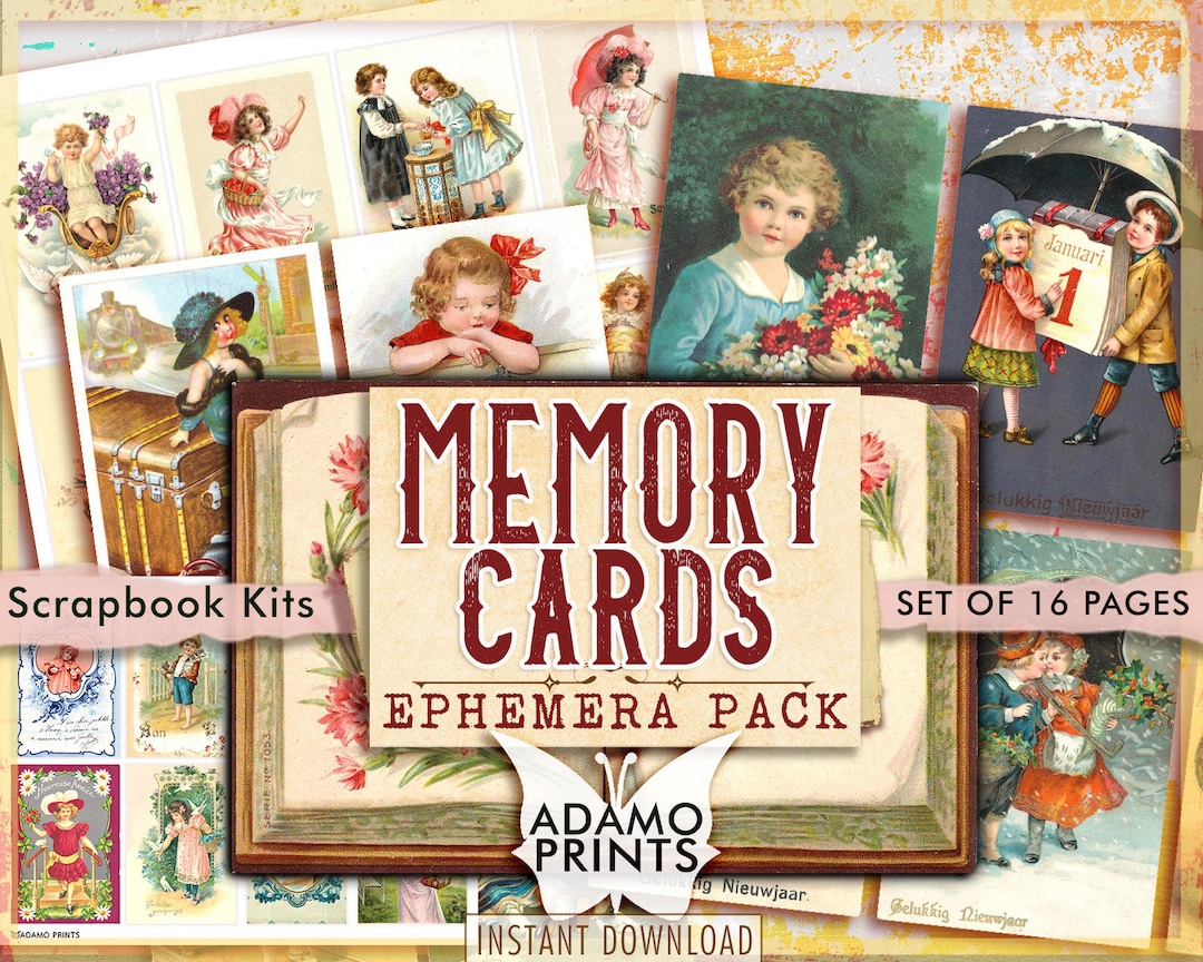 Memory Cards Ephemera Pack, ATC, Postcards, Printable Images, Vintage ...