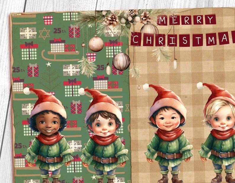 Christmas Elf Journal Pages, Holiday Journal Kits, December, Festive ...