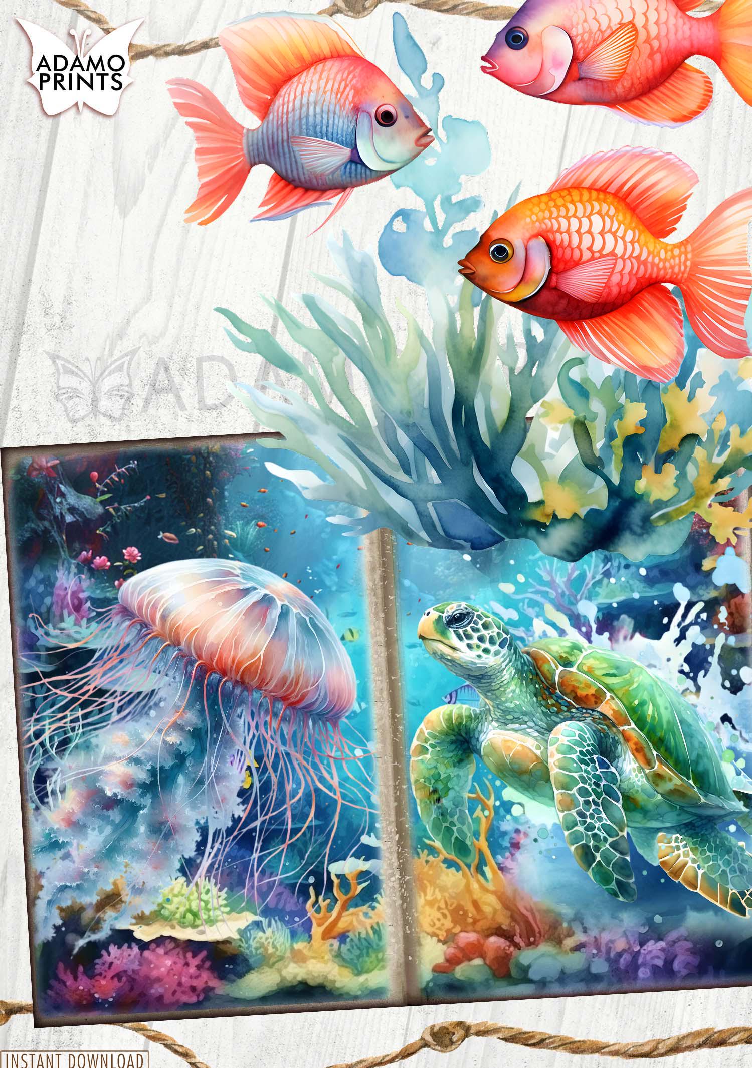 Underwater Sea Animals Journal Pages: Ocean Collage Sheets (digital Kit ...