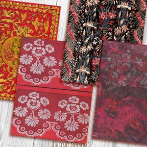 This is Red Vintage Paper Textile, Wallpaper Digital Junk Journaling ...