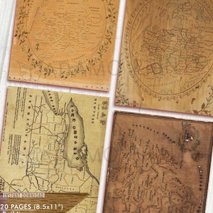 Embroidery Old Map Pattern, Textile, Antique Map Paper Pack, Paper for ...