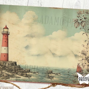 Basic Sea Lighthouse Junk Journal Kit, Digital Paper Background for ...