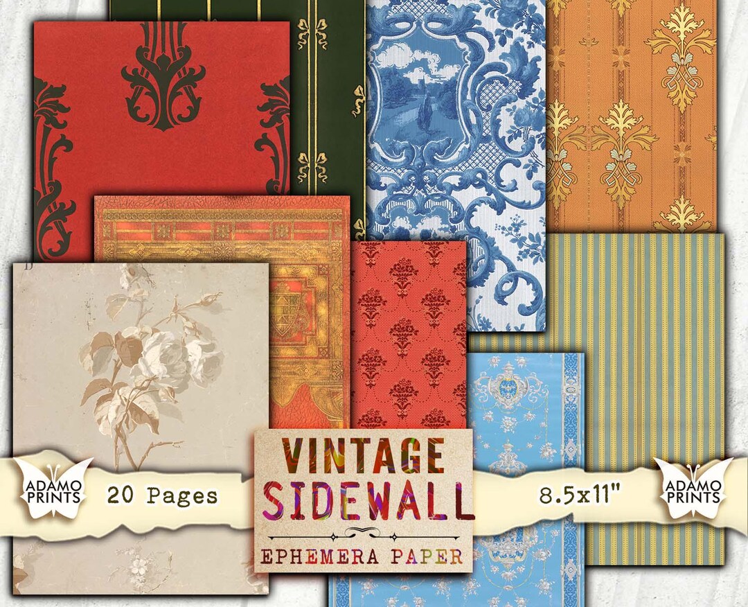 Vintage Simple Sidewall, Paper Pattern, Junk Journaling Kit, Paper for ...