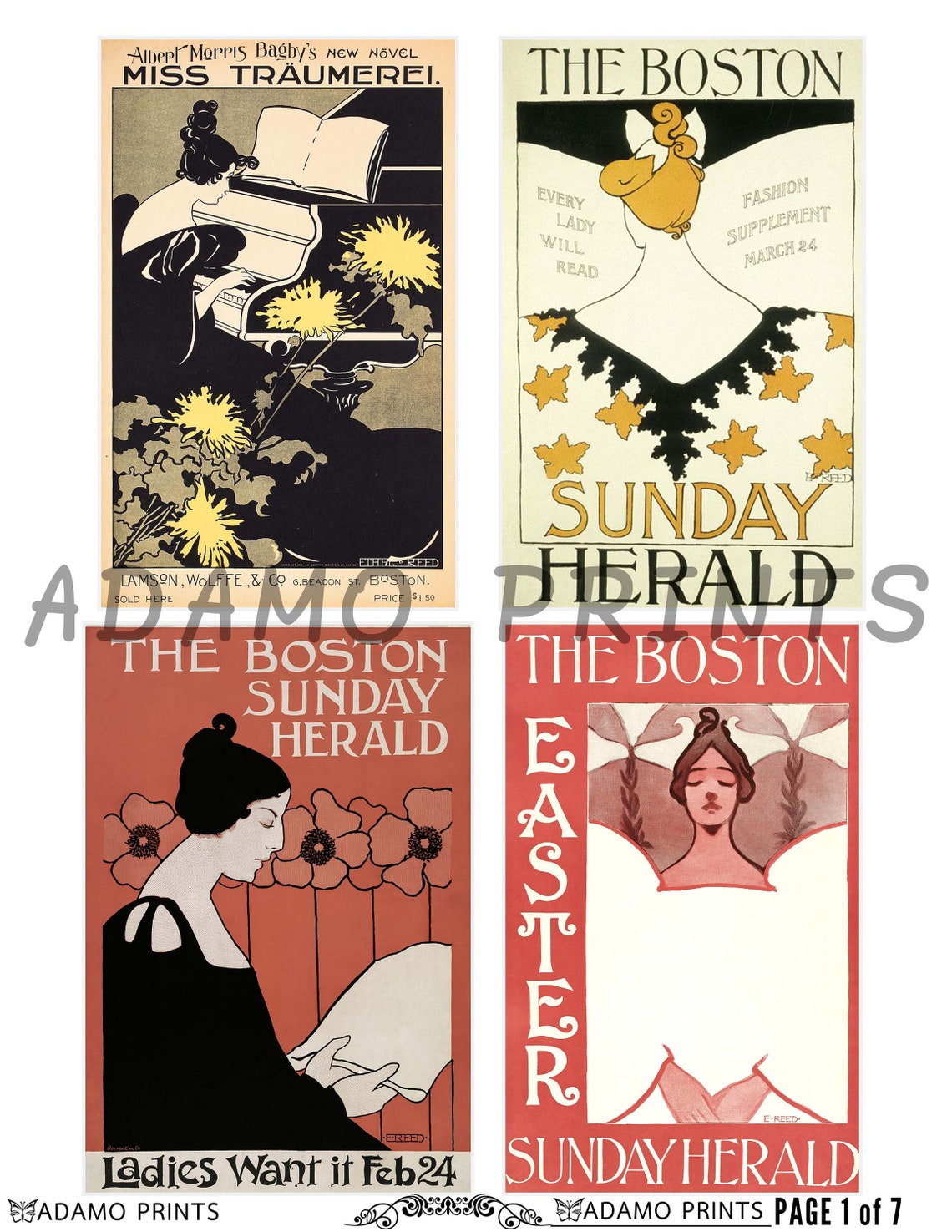 Poster Art Nouveau by Ethel Reed Women Digital Ephemera - Etsy