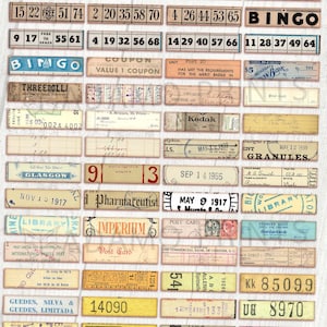 Vintage Mini Number Label Kit, Ephemera Number, Junk Journaling Digital ...