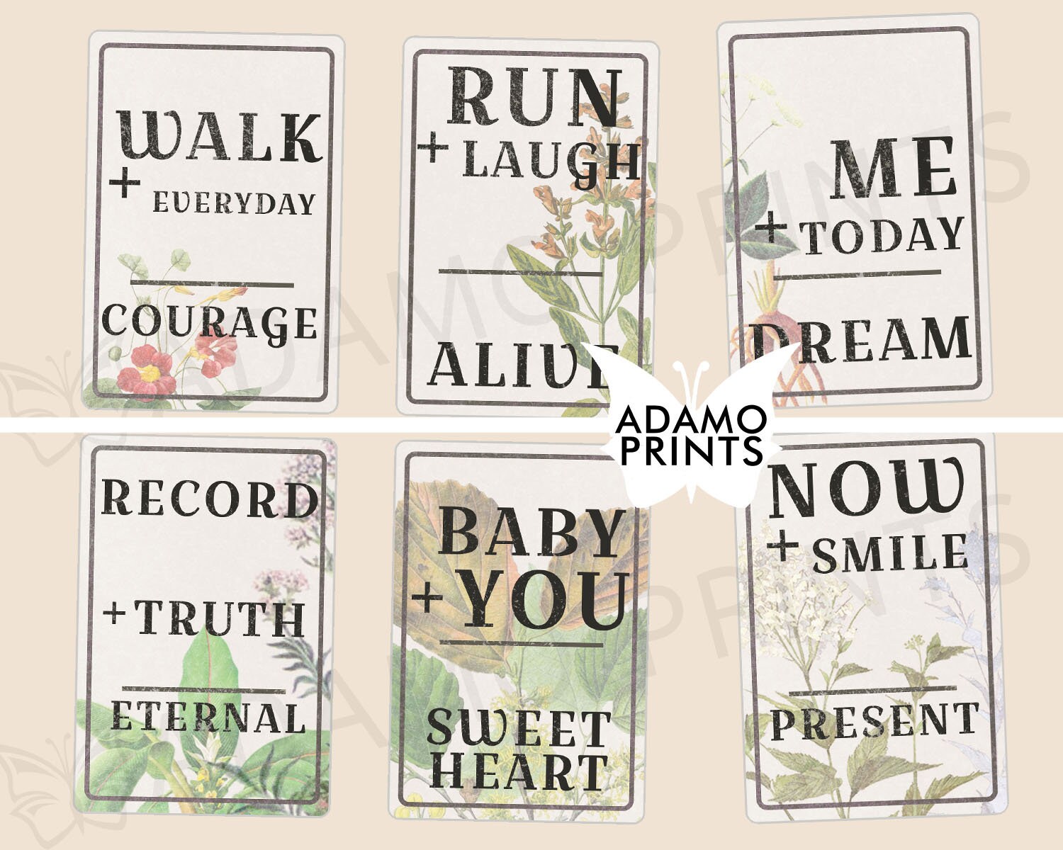 Motivation Flash Card, Shabby Card, Junk Journal Kit, Collage Sheets ...