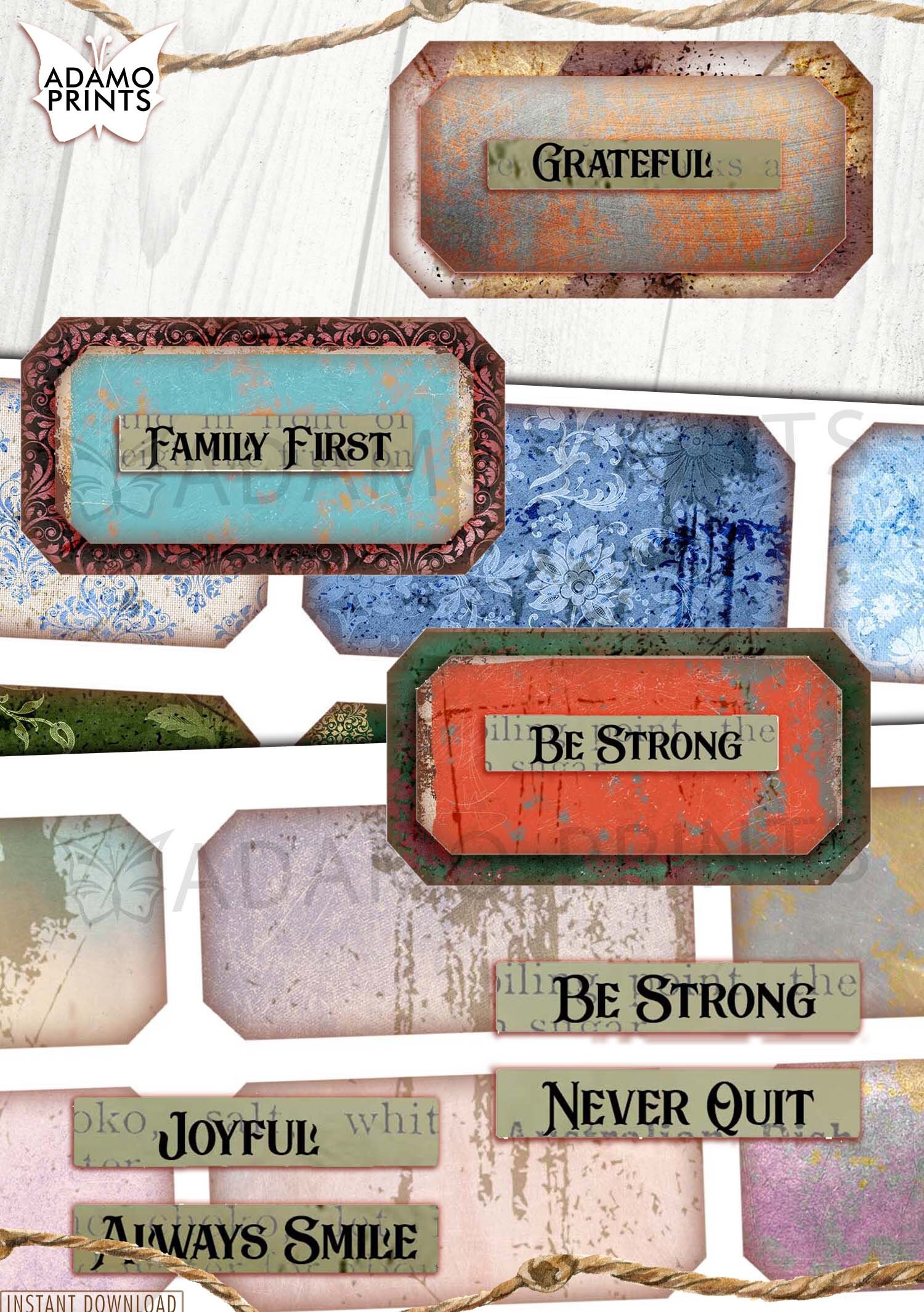 Grunge Inspiration Words Label Words Junk Journal Word | Etsy