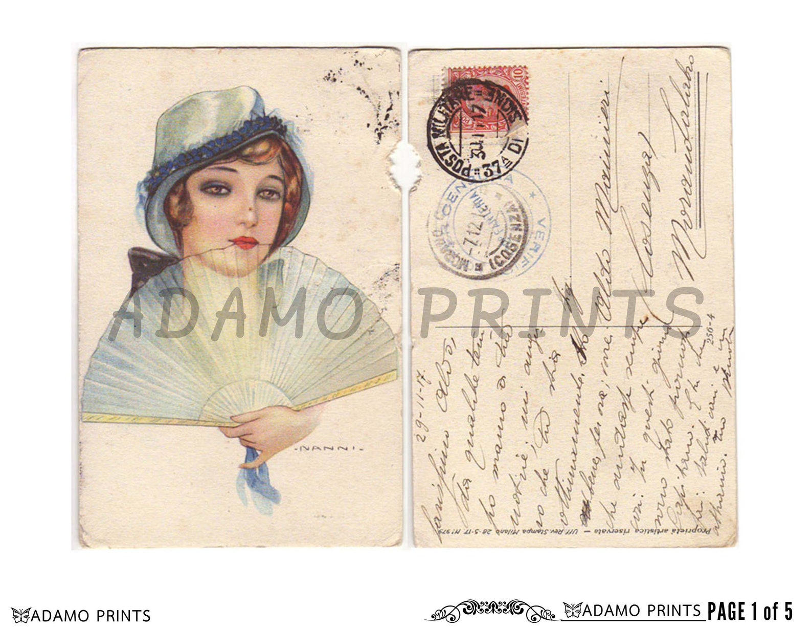 Vintage Writing Postcard Set2 Old Postage Digital Printable - Etsy