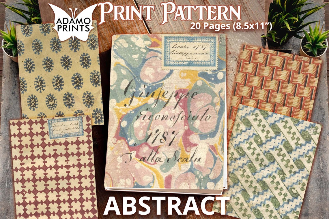 Abstract Block Print Pattern Junk Journaling Kit Paper for - Etsy