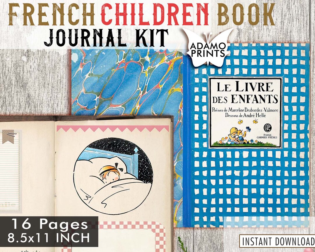 French Children Book, Children Junk Journal Kit, Journal Page, Vintage ...