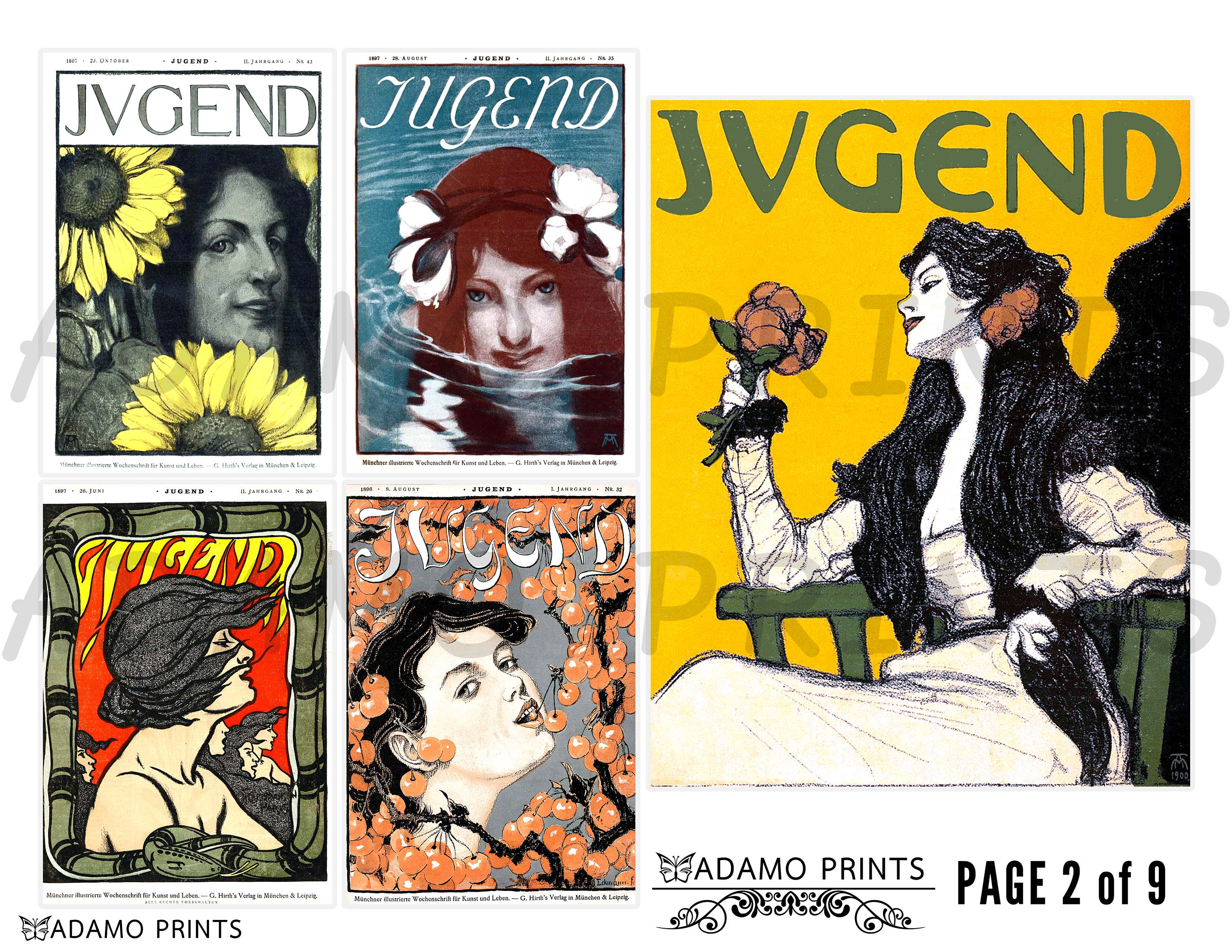 German Women Art Nouveau Ephemera Classic Women Digital - Etsy