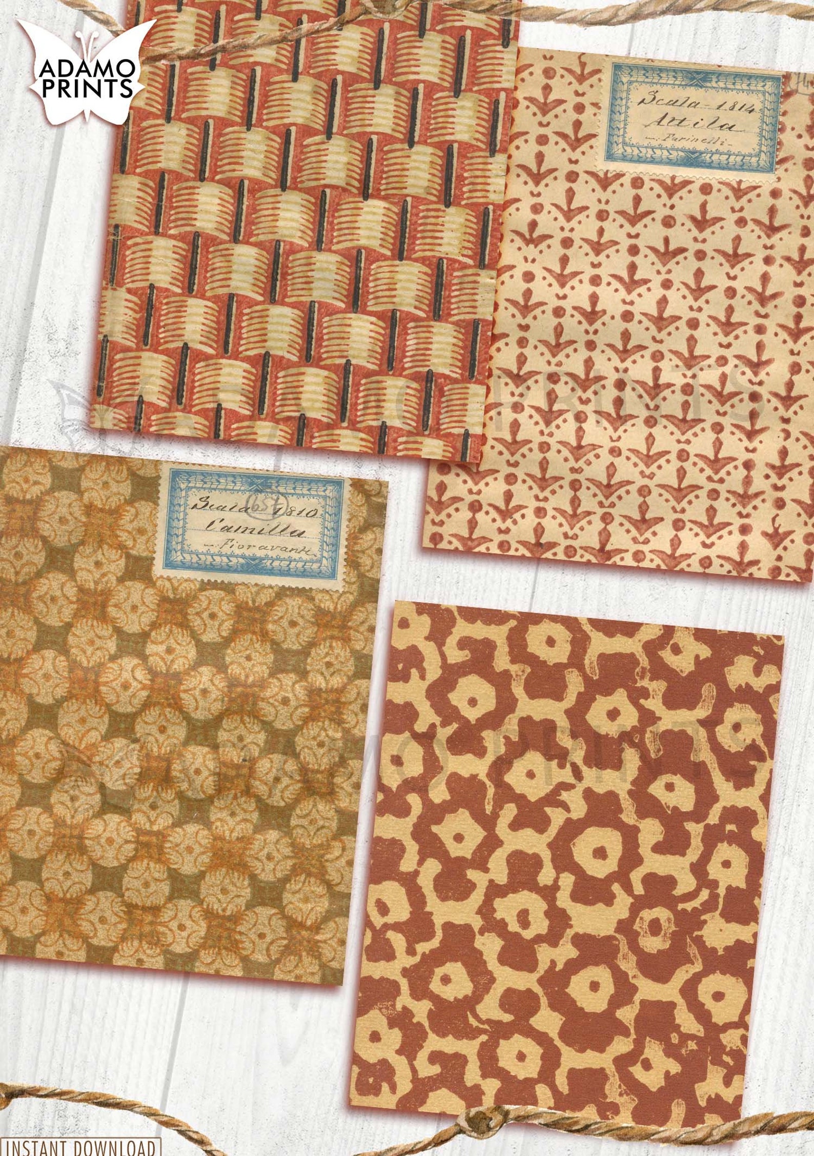 Abstract Block Print Pattern Junk Journaling Kit Paper for - Etsy