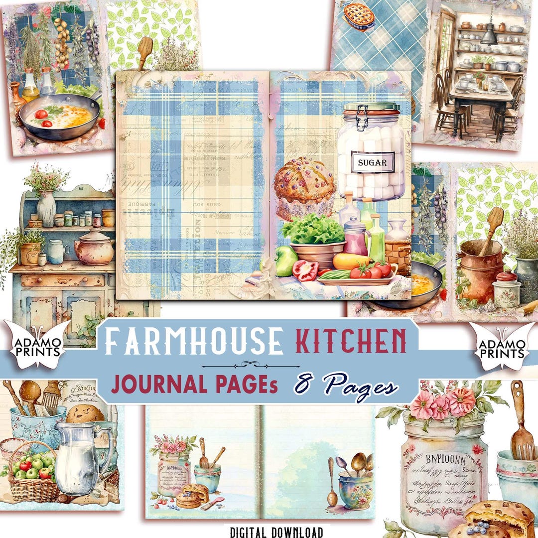 Farmhouse Kitchen Journal Pages, Junk Journal Kit, Collage Sheets ...