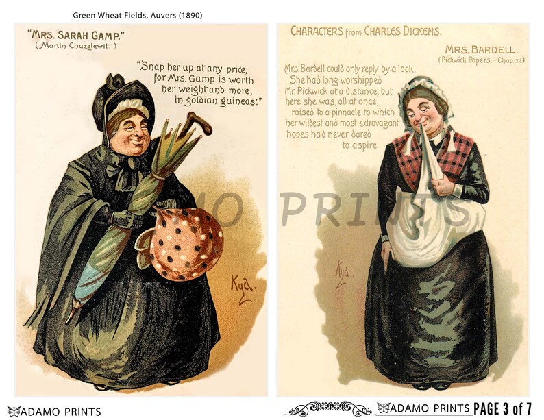 Charles Dickens Characters by Kyd Set1, Ephemera Classics, Digital ...