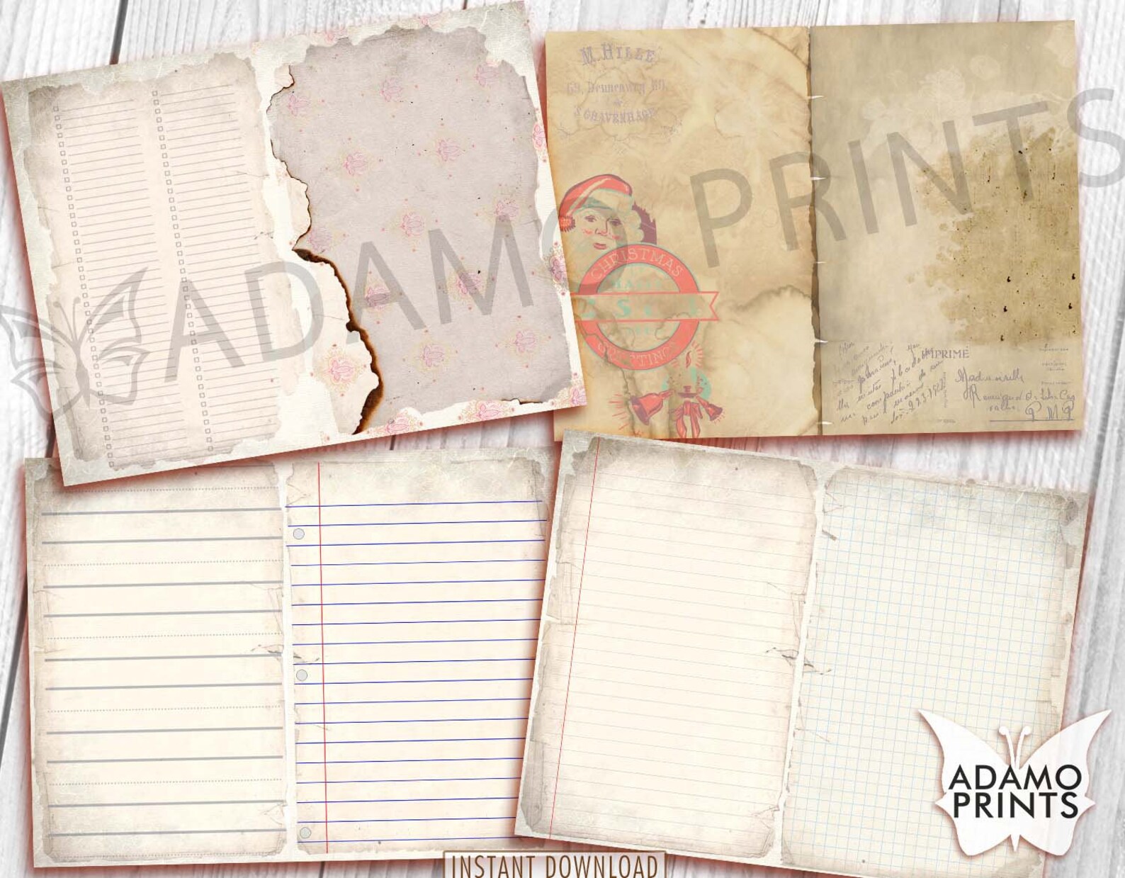 Basic Junk Journal Paper Pack, Junk Journaling Kit, Collage Paper ...