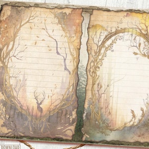 Enchanted Forest Journal Pages, Woodland Paper, Tree and Animal ...