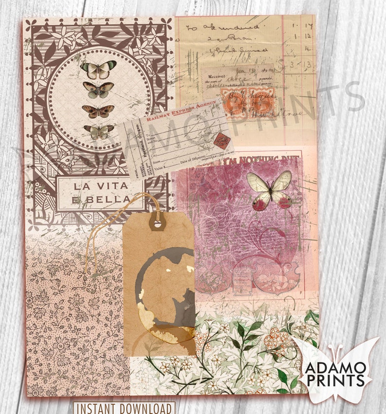 Collage Paper Pack Junk Journaling Kit Digital Collage - Etsy