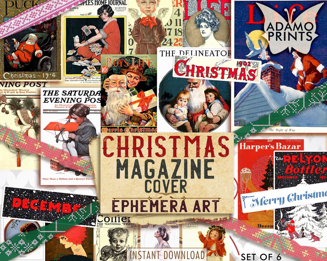 Christmas Magazine Cover, December, Santa, Printable Images, Ephemera ...
