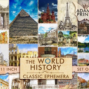 The World History, Travel, Digital Images, Collage Sheets, Postcard ...