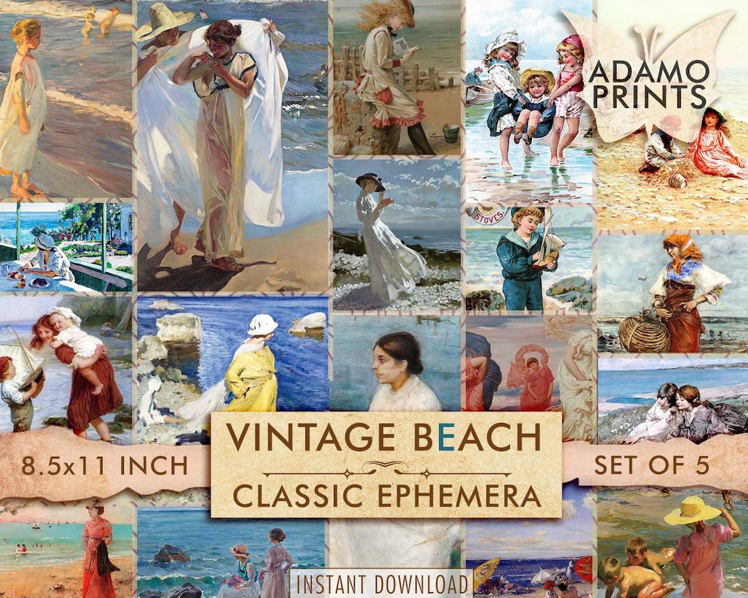 Vintage Beach Digital Images, Vintage Art, Classic, Children, Women ...