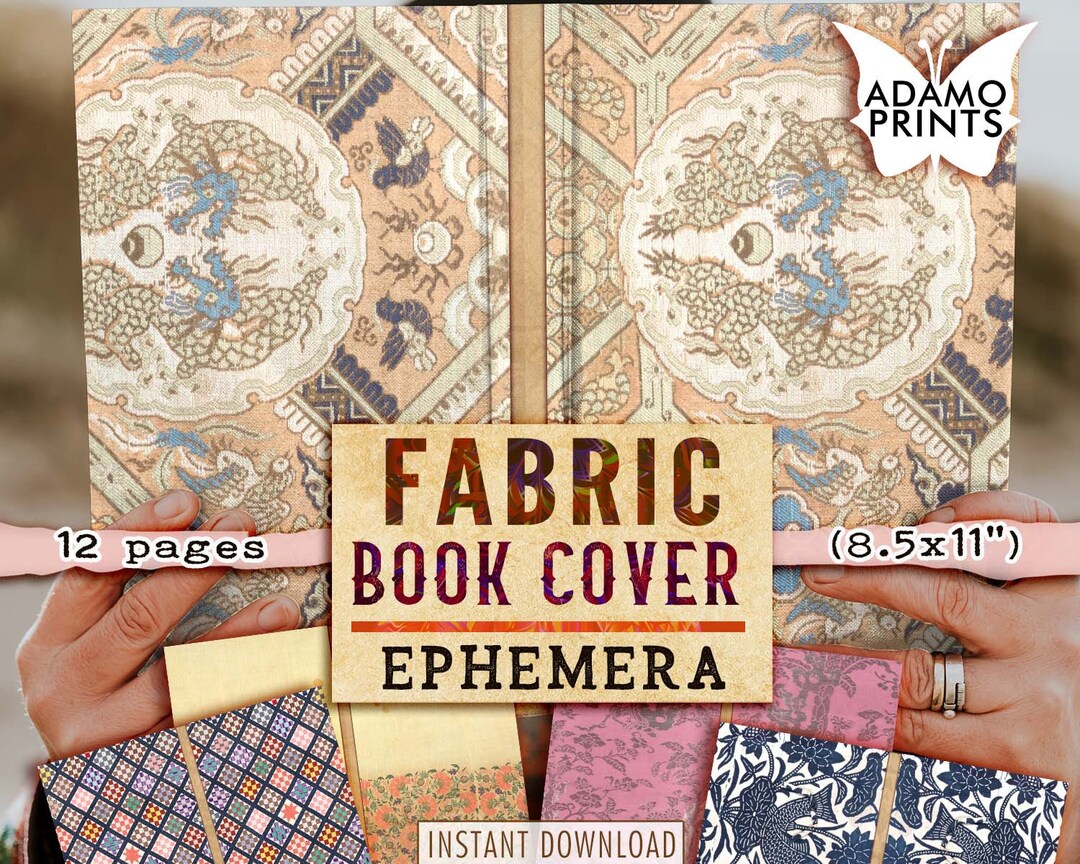 Vintage Fabric Book Cover, Bookbinding Journal, Textile, Ephemera Cover ...