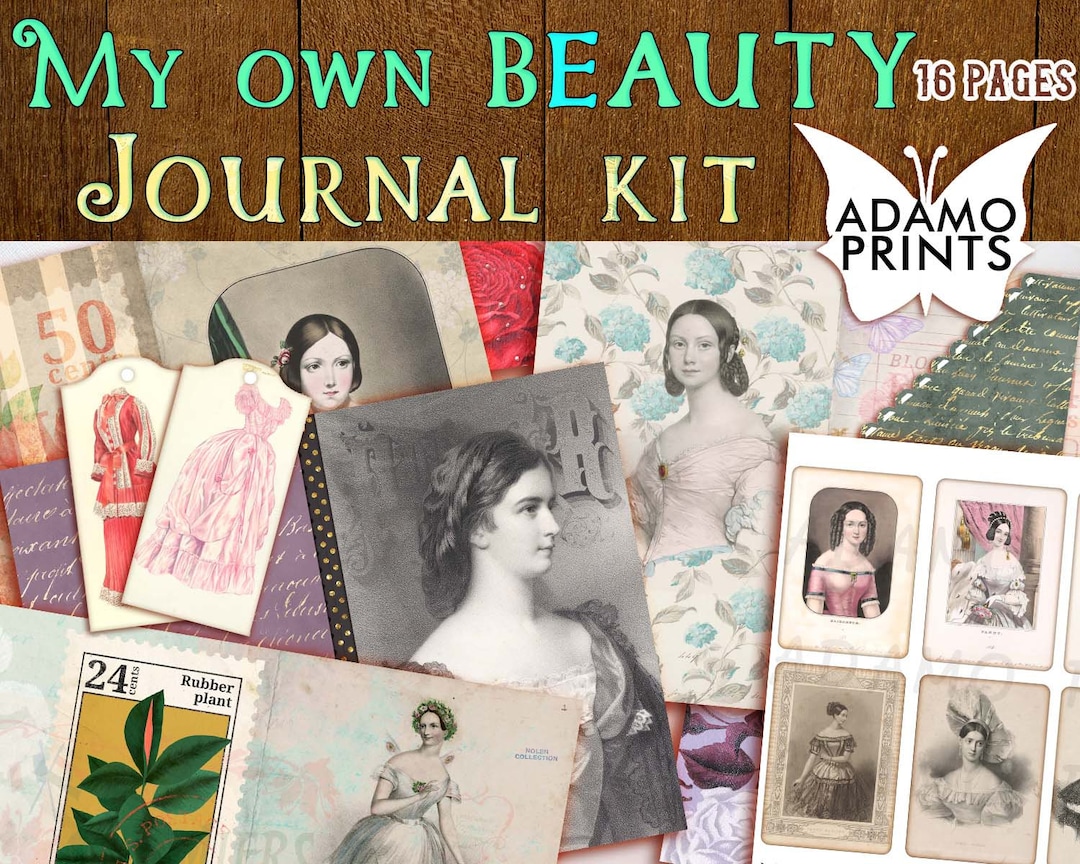 My Own Beauty Journal Kit, Journal Page, Pocket Tag, Victorian Fashion ...