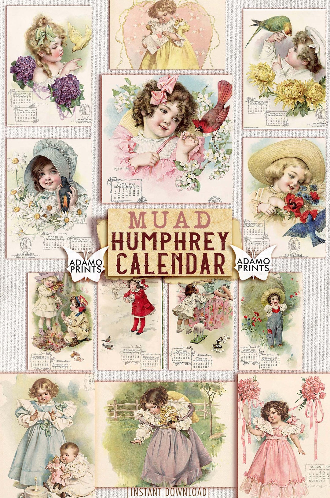 Muad Humphrey Calendar, Vintage Art, Child Ephemera, Ephemera Classic ...