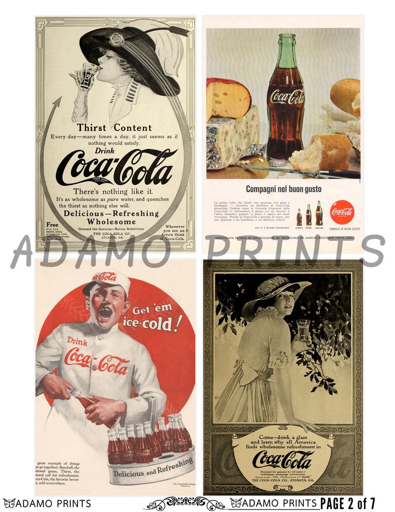 Vintage Coca-cola Aged Advertising Vintage Images Ephemera - Etsy
