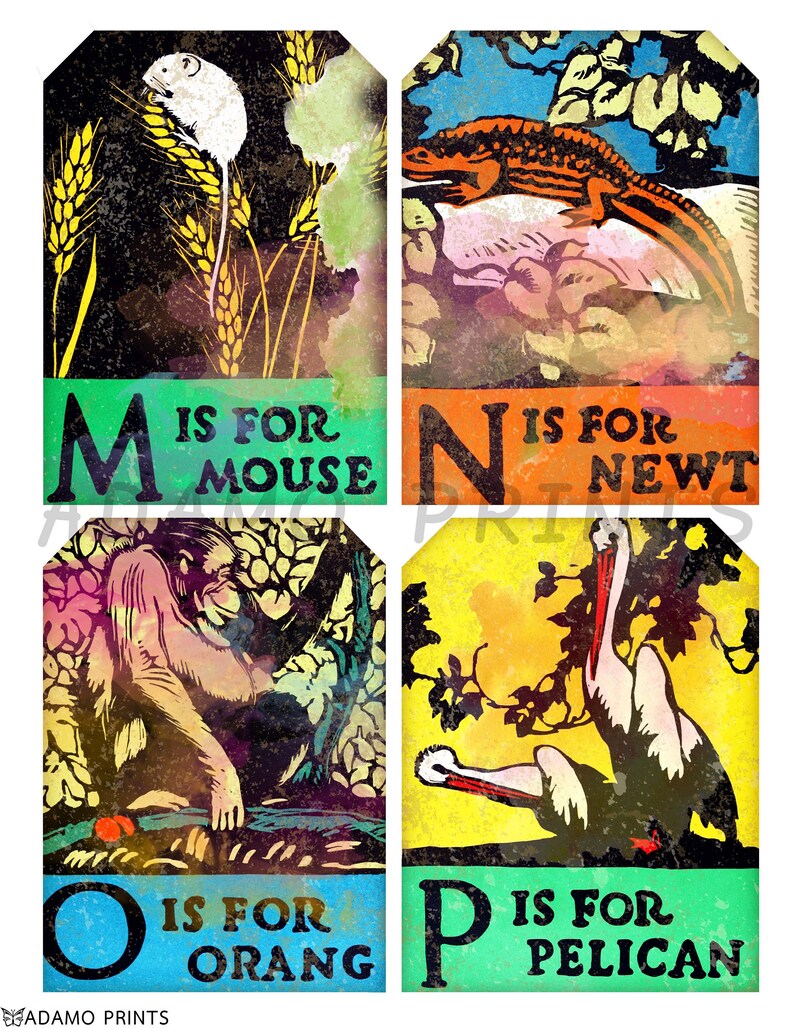 ABC Flash Card, Journal Cards, Digital Images, Vintage Art, Ephemera ...