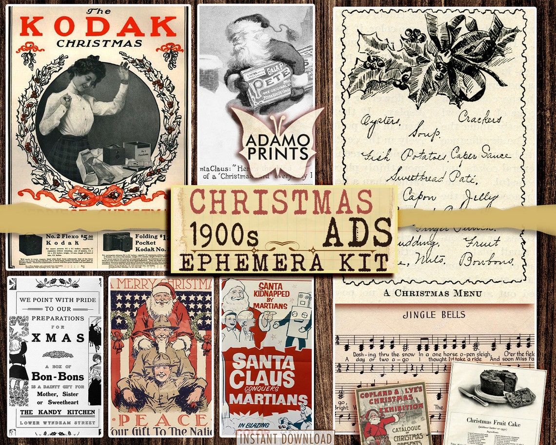 Christmas Ads 1900s, December, Santa, Printable Images, Ephemera ...