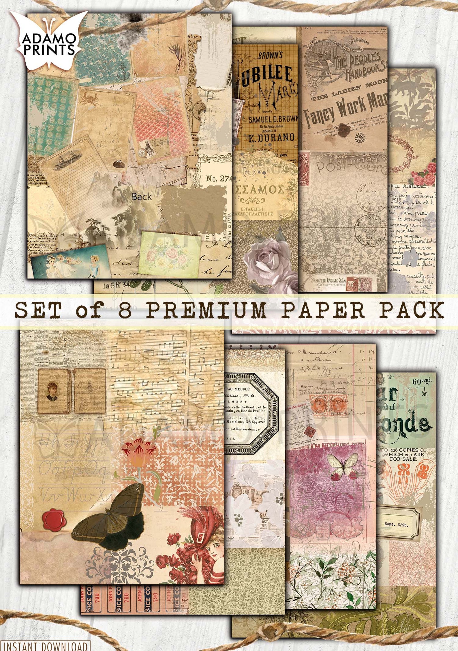 Collage Paper Pack, Junk Journaling Kit, Digital Collage, Printable ...