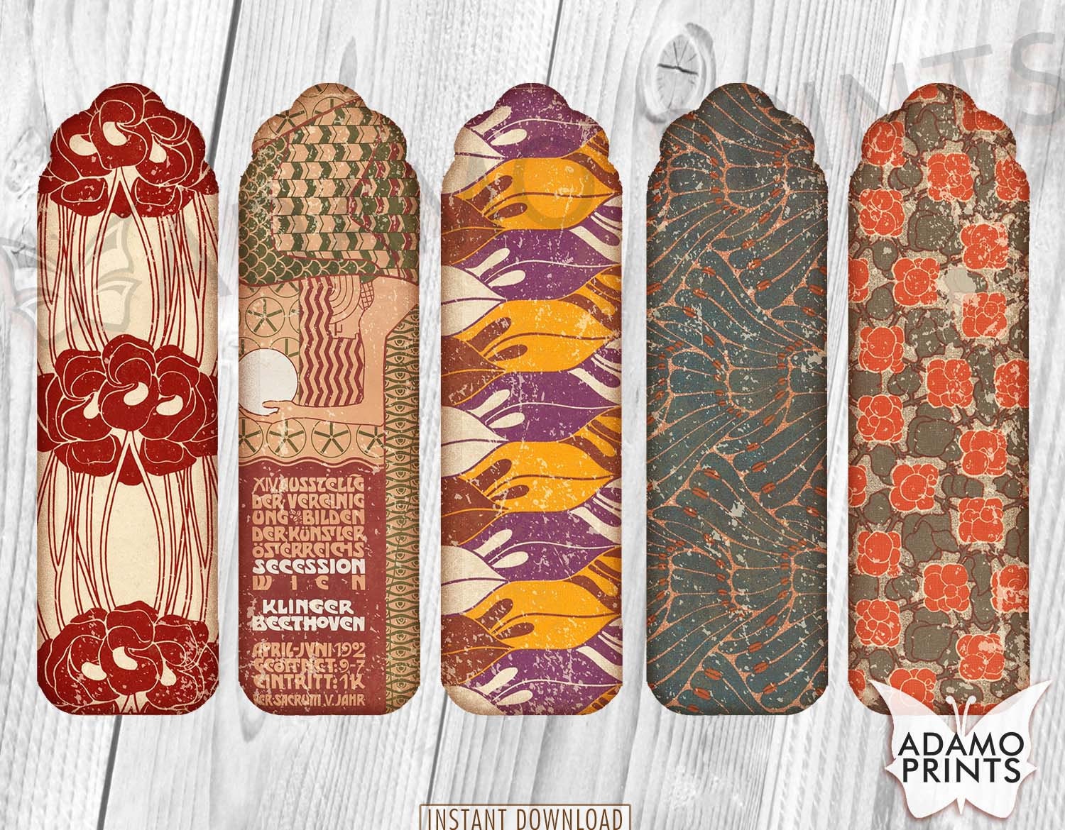 Motif Grunge Wallpaper Tag Kit, Digital Tag, Art Nouveau, Ephemera Tag ...