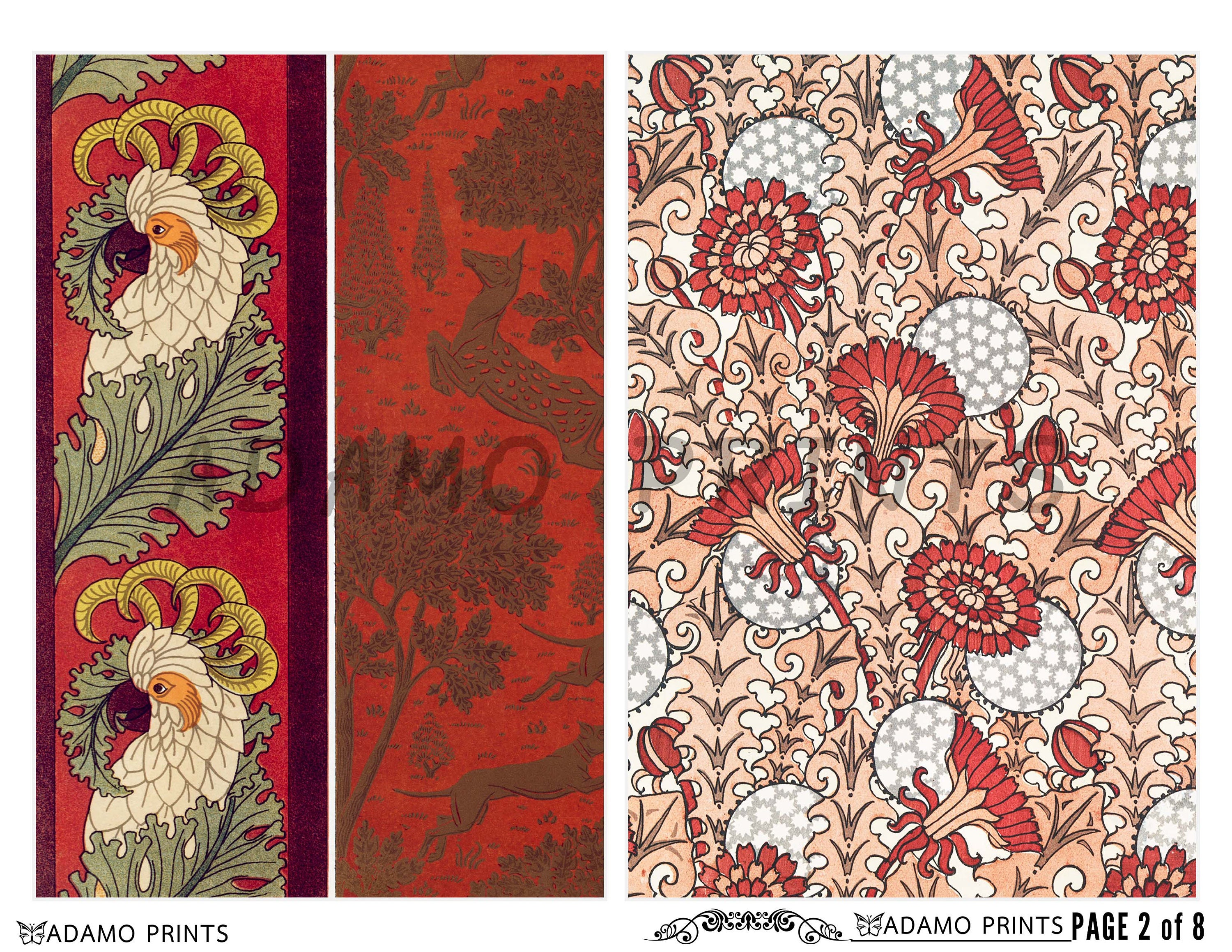 Shades of Red, Wallpaper Digital, Digital Paper, Flower, Antique ...