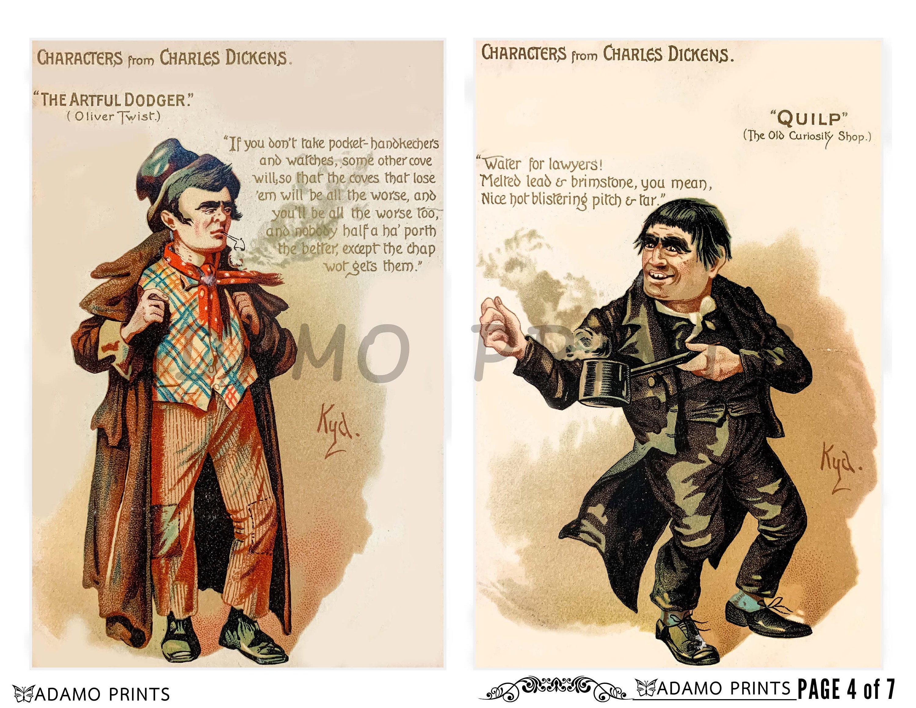 Charles Dickens Characters by Kyd Set1 Ephemera Classics - Etsy