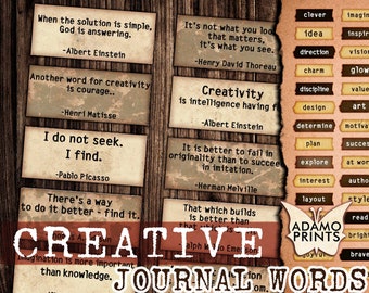 WORDS General Typewriter Font Junk Journal Themed Set of - Etsy