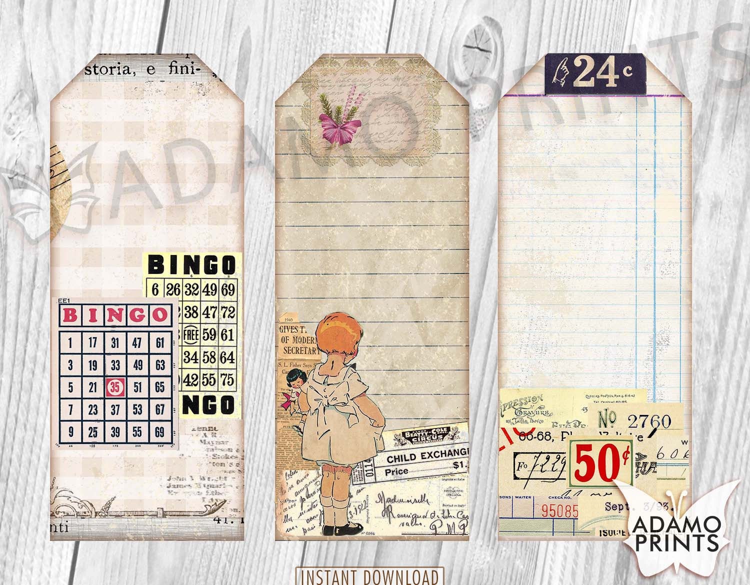 Layered Writing Journal Card, Journal Tag, Digital Collage Sheet ...