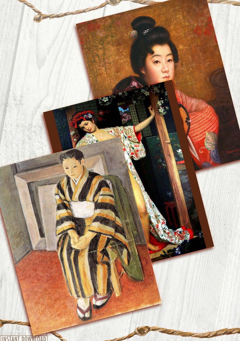 Vintage Japanese Women Poster Digital Images Women Art - Etsy